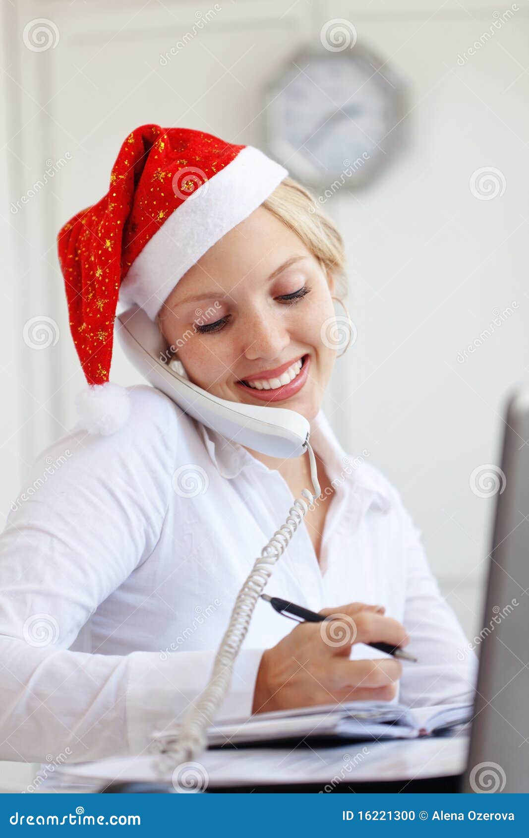Santa Helper Working in Office Stock Photo - Image of human, joyful ...