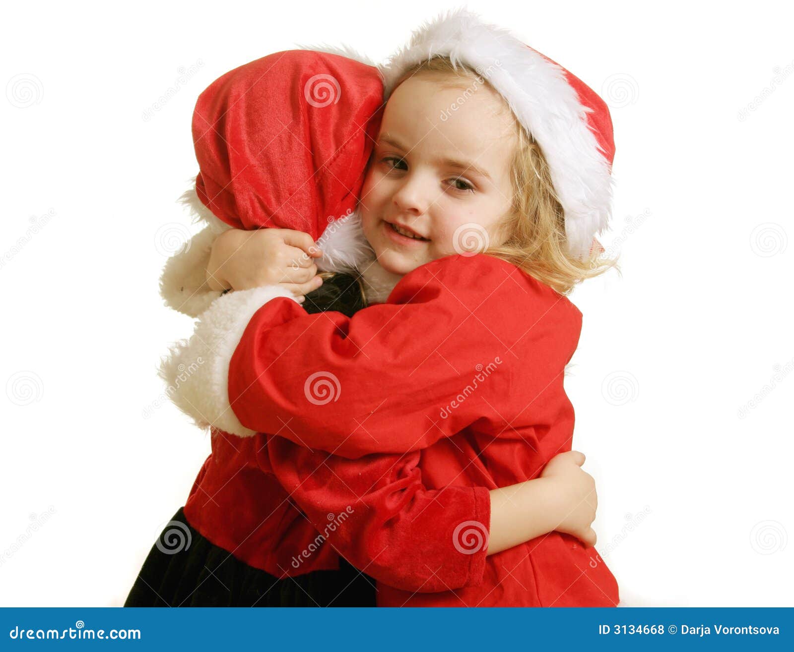 Santa helpers - hug stock photo. Image of model, helper - 3134668