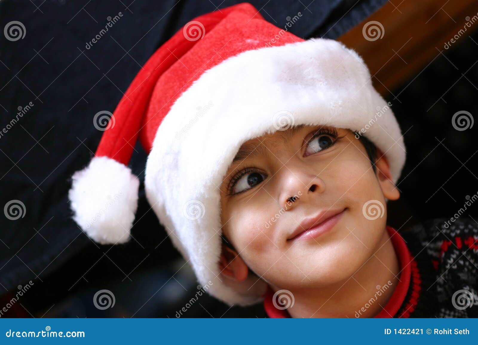 Is Santa here? stock image. Image of relaxed, santa, excited - 1422421