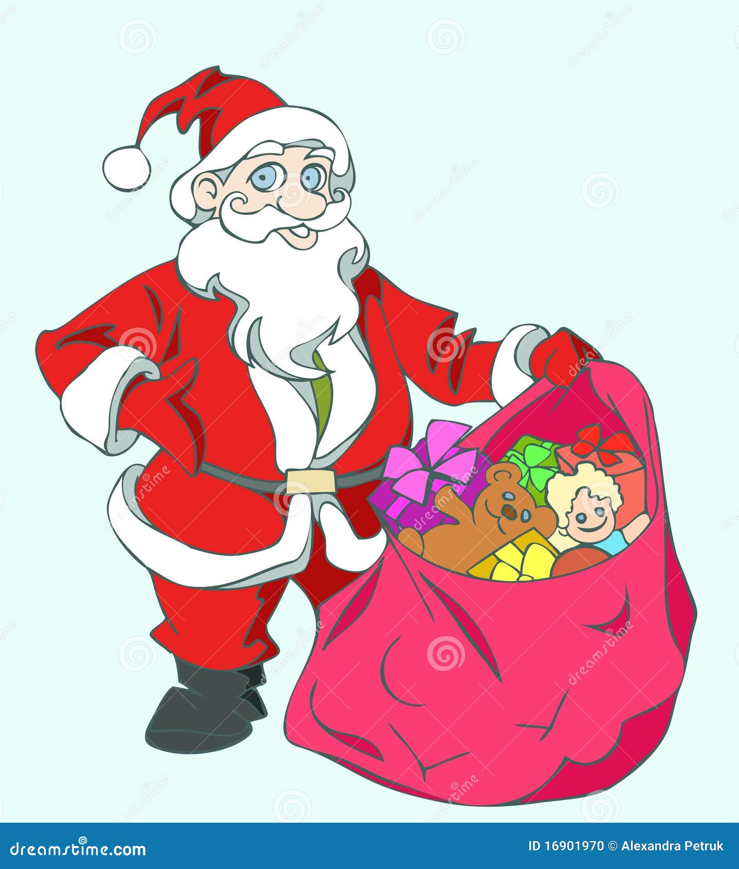 Santa and his bag stock vector. Illustration of congratulation - 16901970