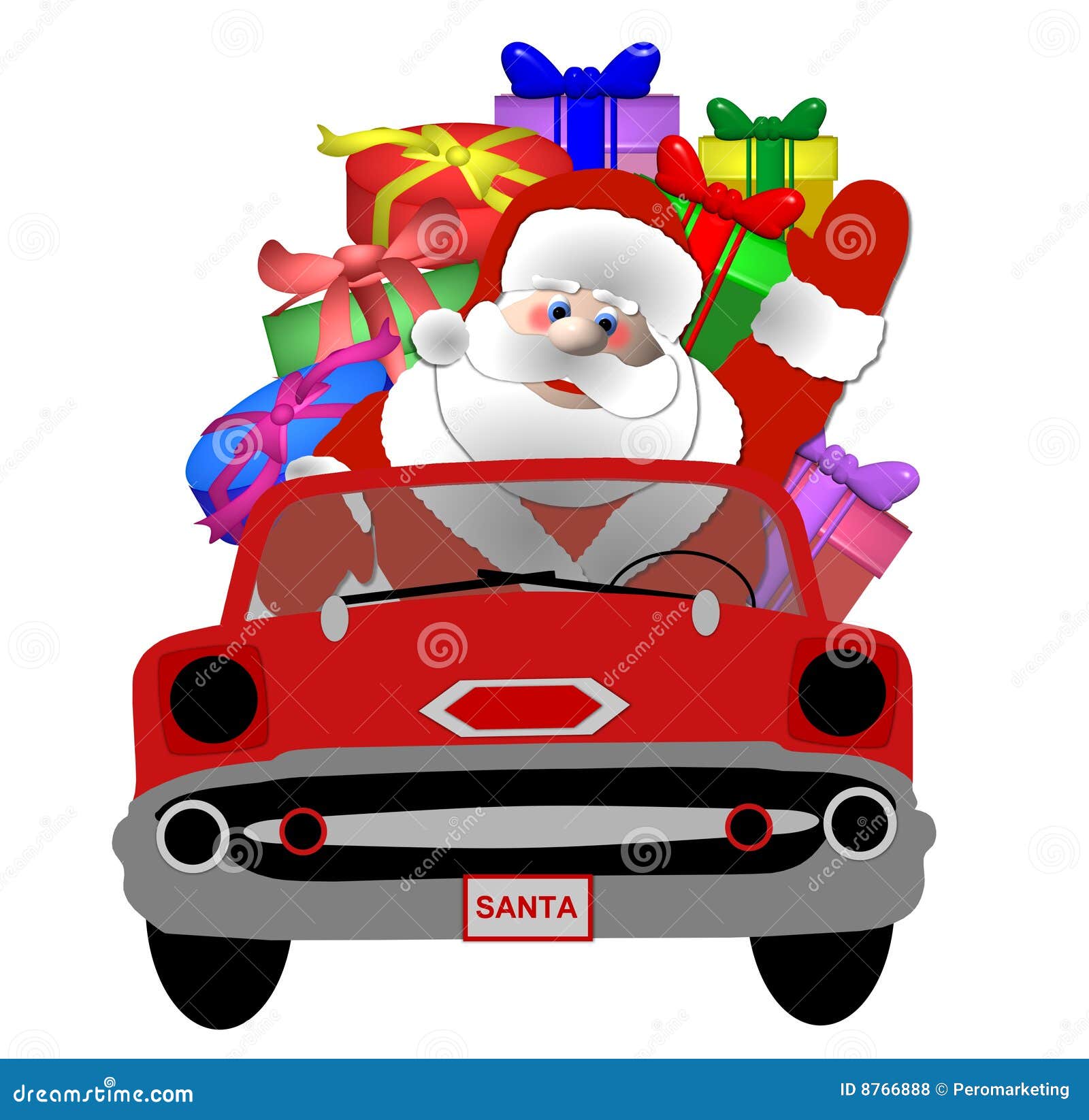 Santa in his car stock illustration. Illustration of santa - 8766888
