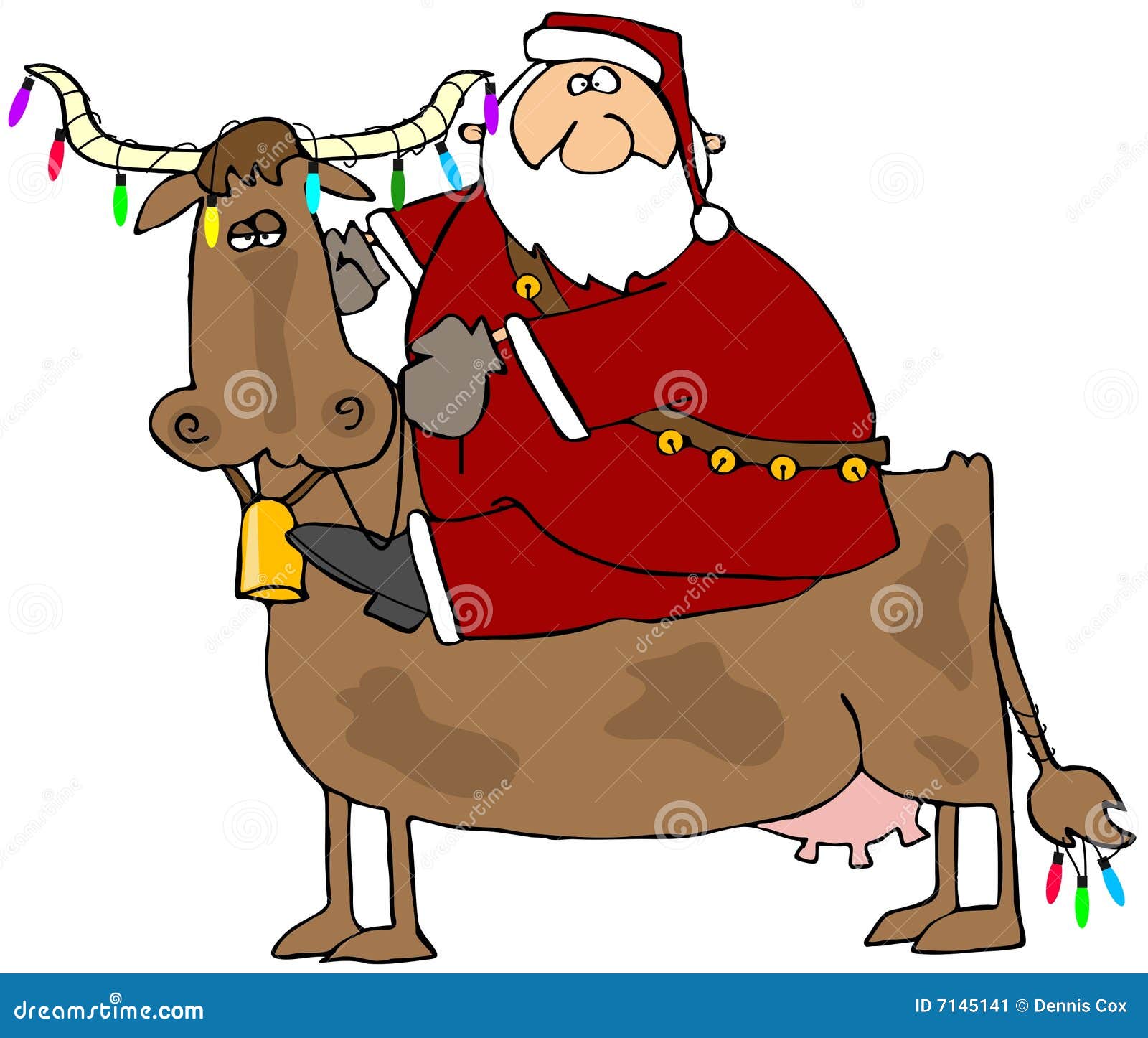 Santa and His Christmas Cow Stock Illustration - Illustration of ...