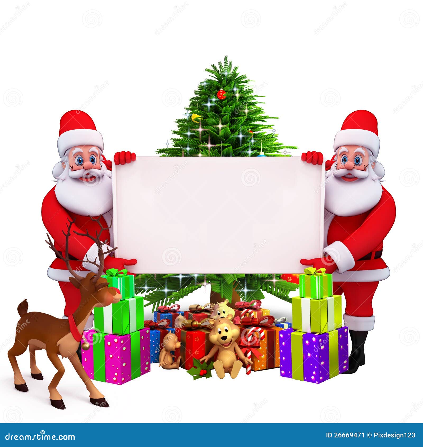 Santa holding a big sign stock illustration. Illustration of ...
