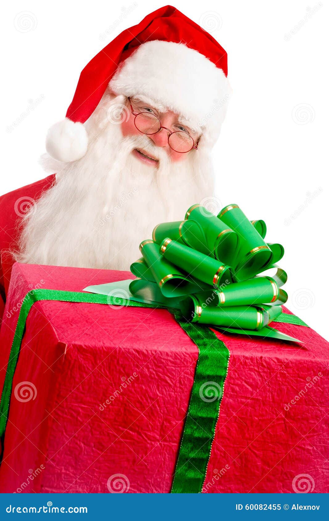 Santa Holding Christmas Present in His Hands on a White Backgrou Stock ...