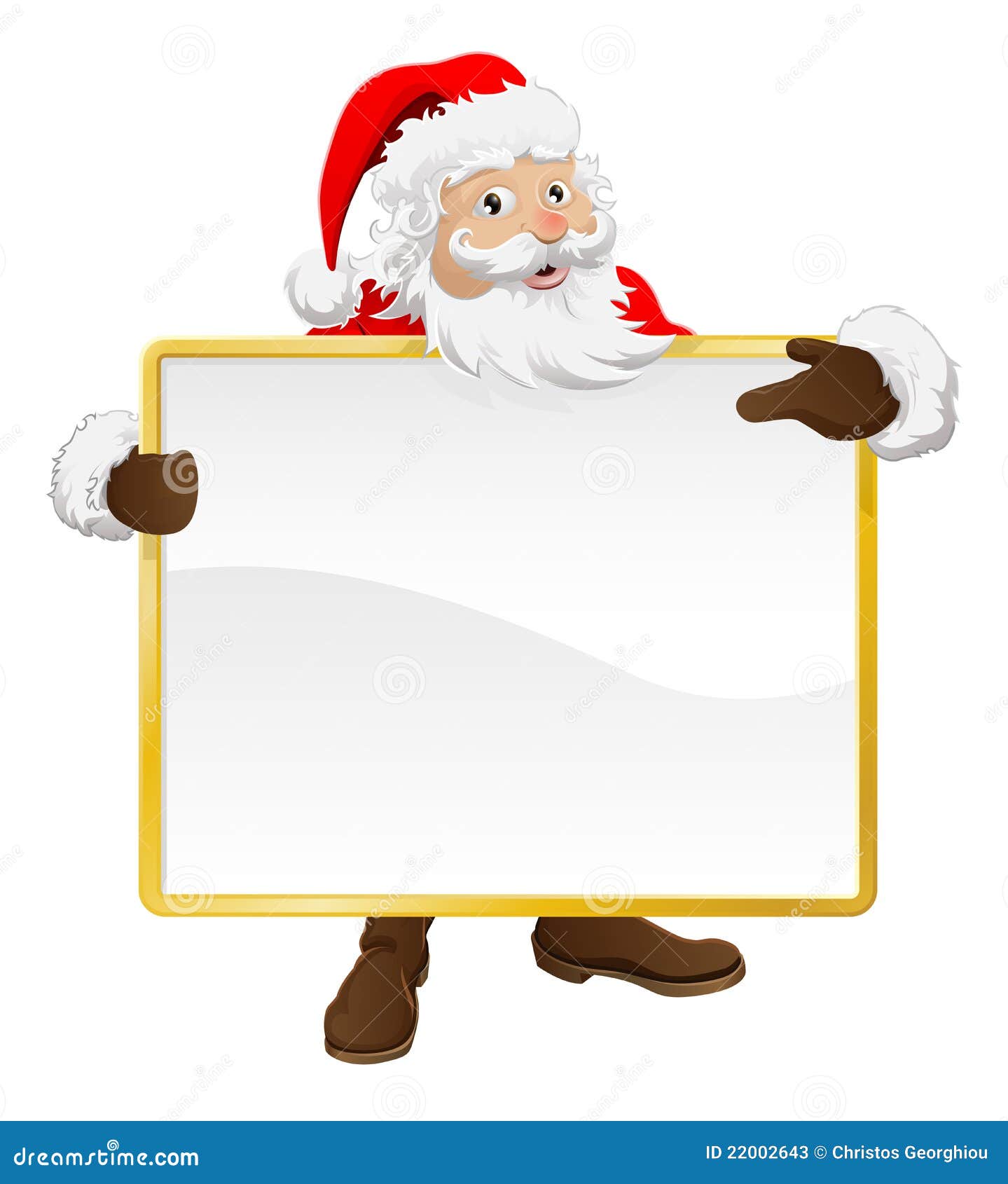 Santa Holding Christmas Sign and Pointing Stock Vector - Illustration ...