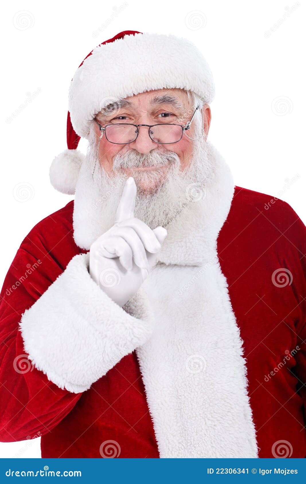 Santa Holding a Finger To His Mouth Stock Image - Image of isolated ...