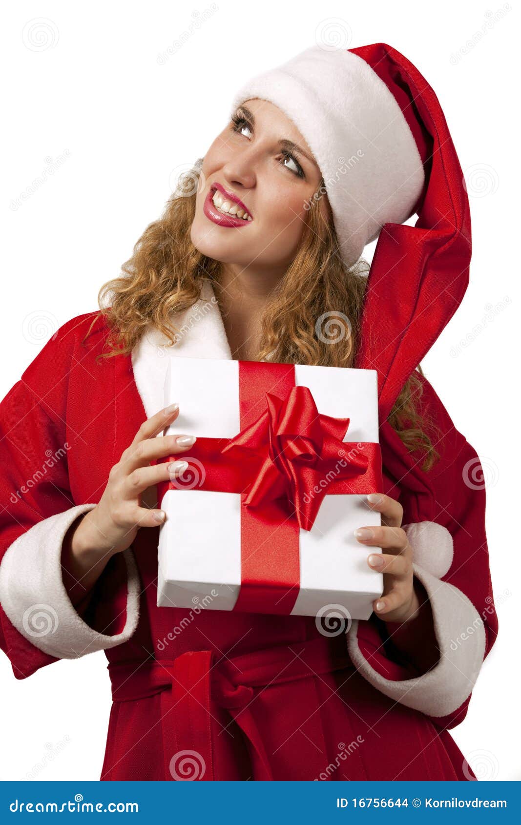 Santa holding a gift box stock photo. Image of celebrate - 16756644