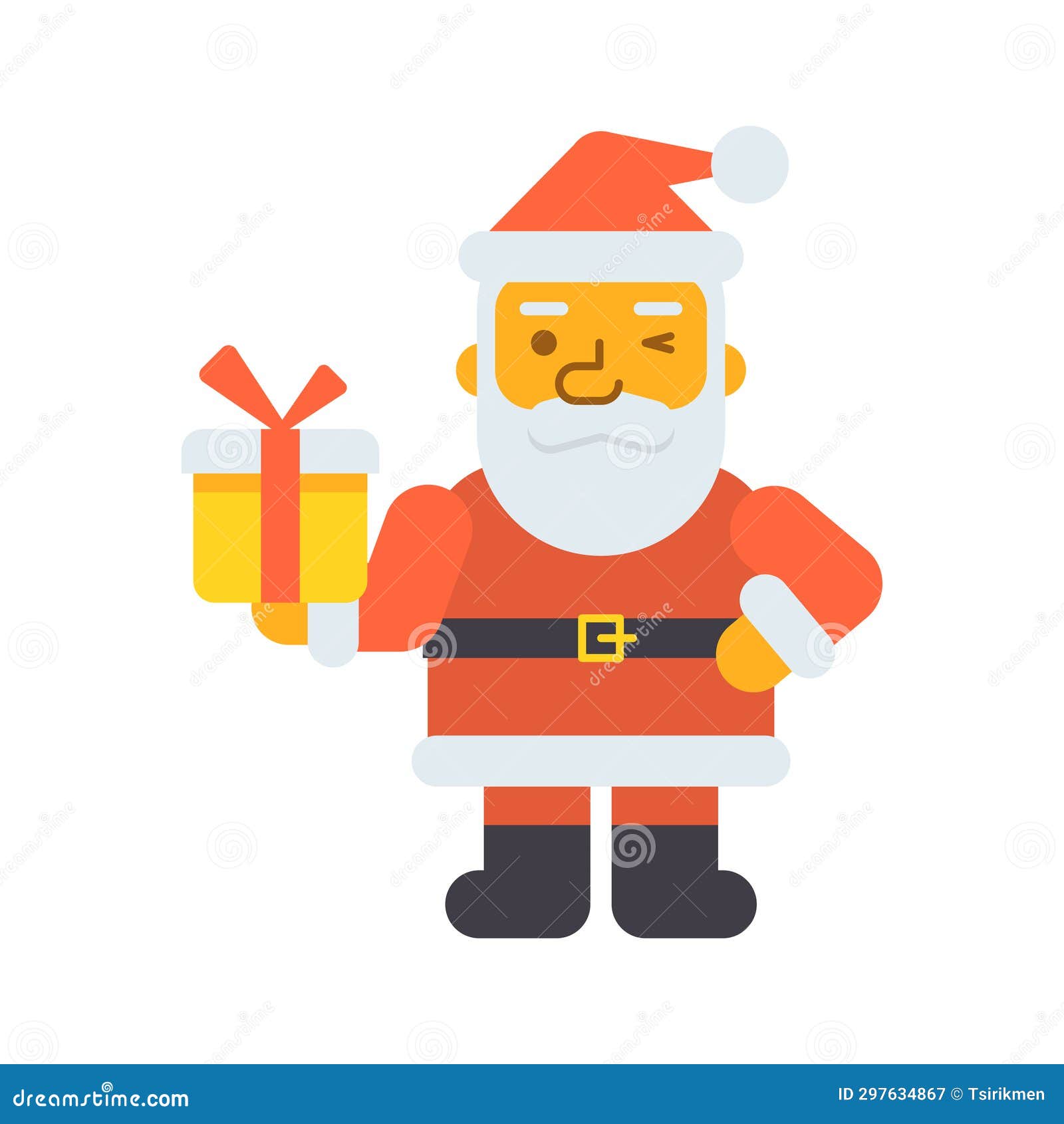 Santa Holding Gift Box and Winking Stock Illustration - Illustration of ...