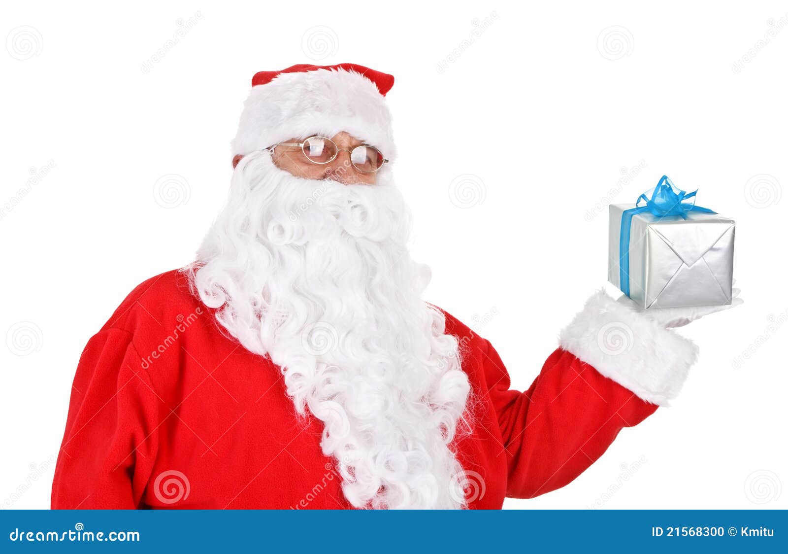 Santa holding present stock photo. Image of attribute - 21568300