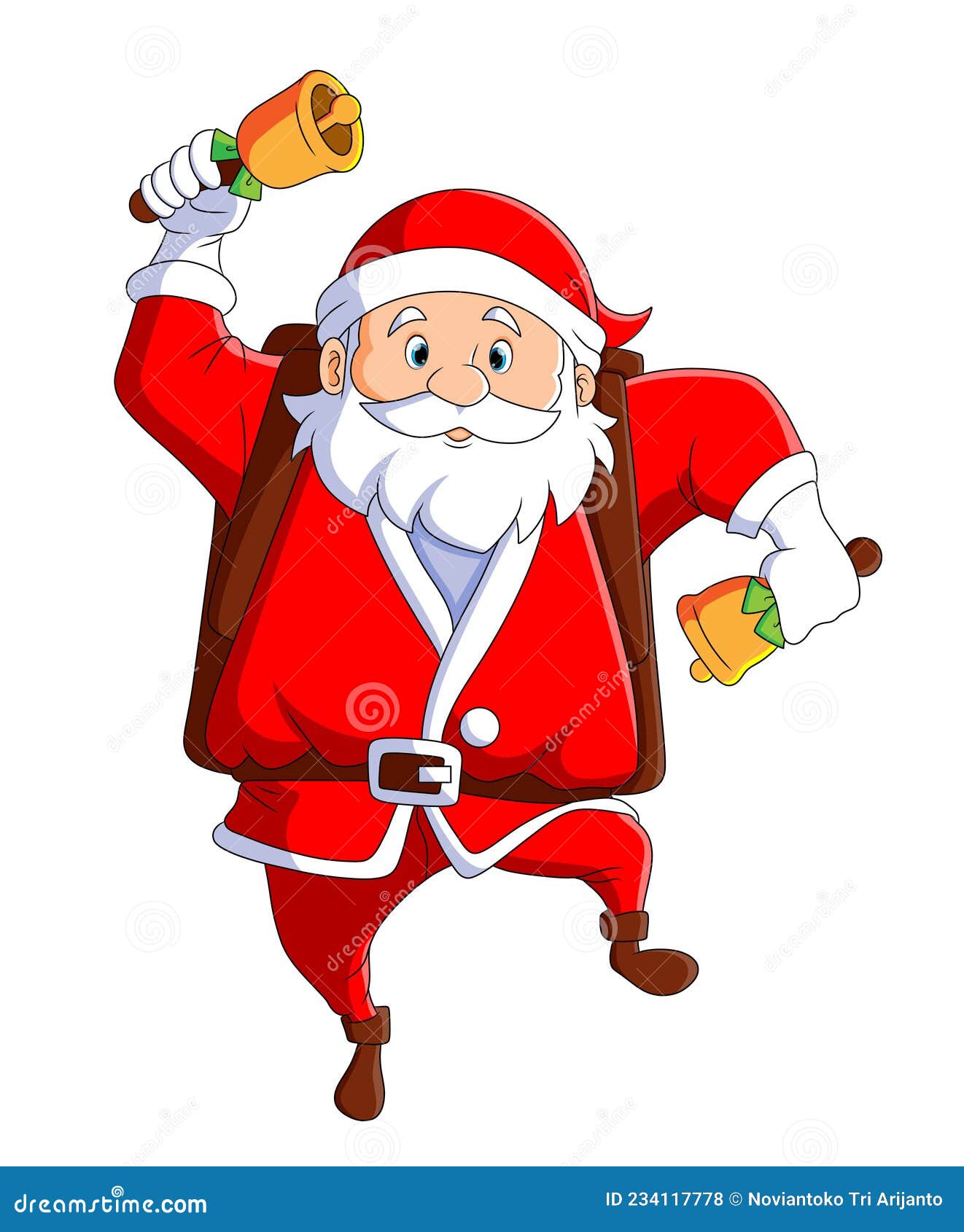 The Santa is Holding and Ringing the Bell Stock Vector - Illustration ...