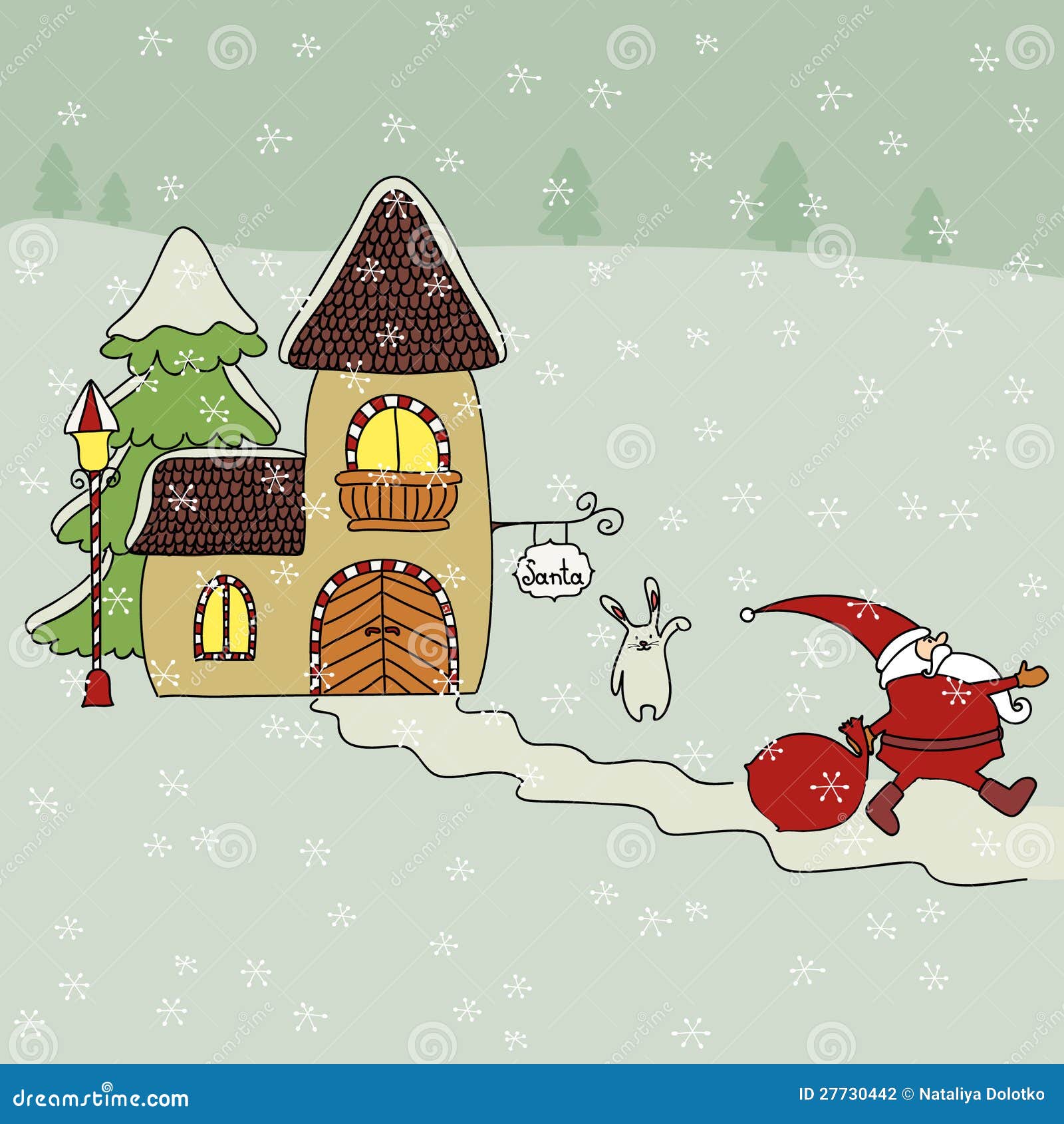 Santa house stock vector. Illustration of artistic, evening - 27730442