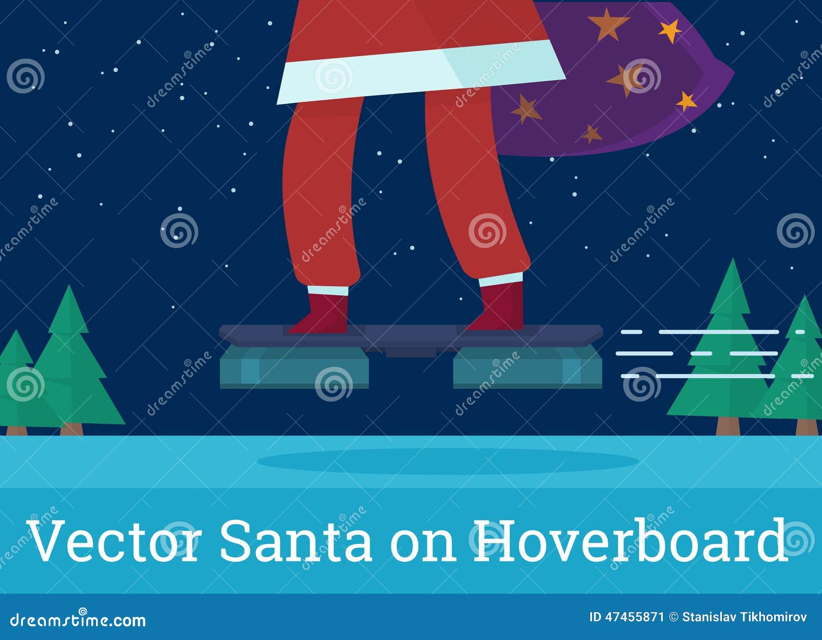 Santa on Hoverboard Vector Illustration Stock Vector - Illustration of ...