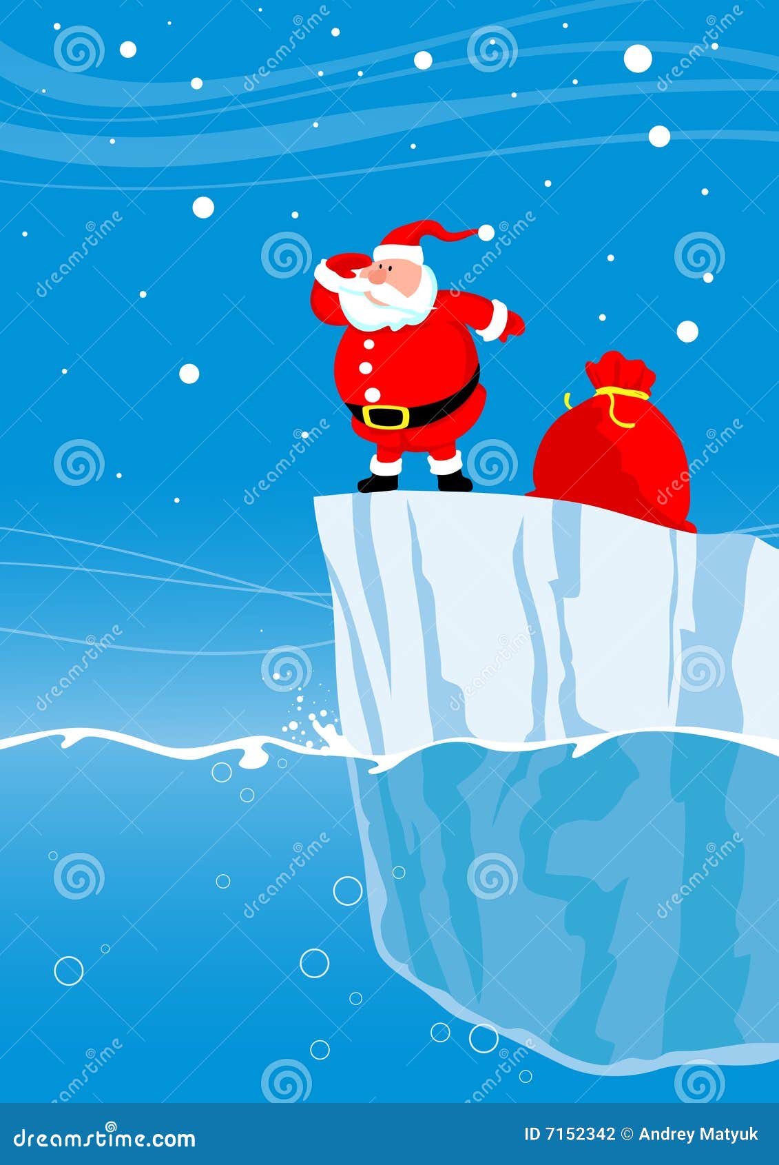 Santa on iceberg stock vector. Illustration of white, cartoon - 7152342