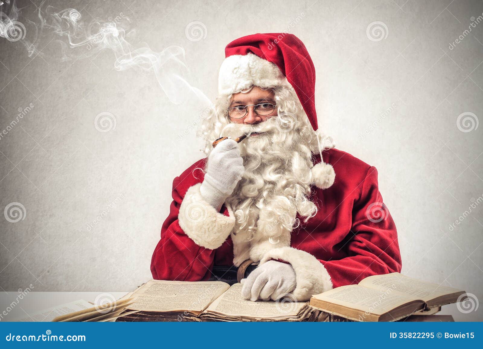Santa klaus smoking a pipe stock image. Image of white - 35822295