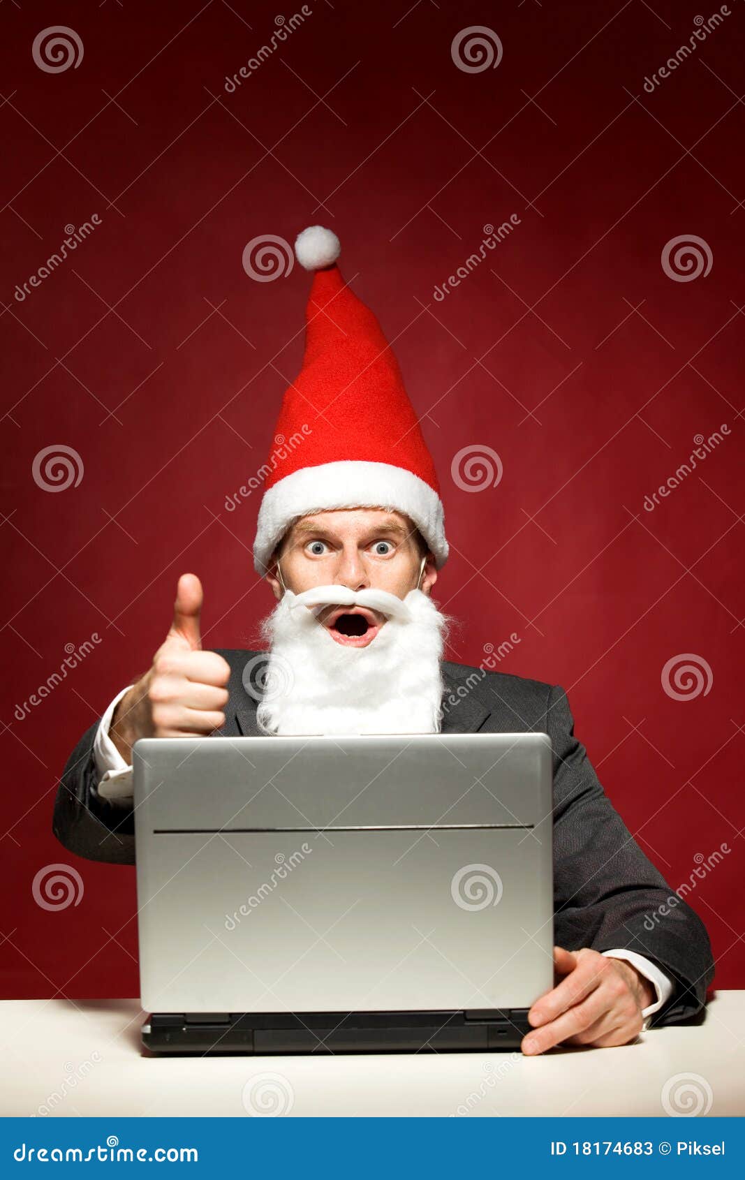 Santa with laptop stock image. Image of december, showing - 18174683