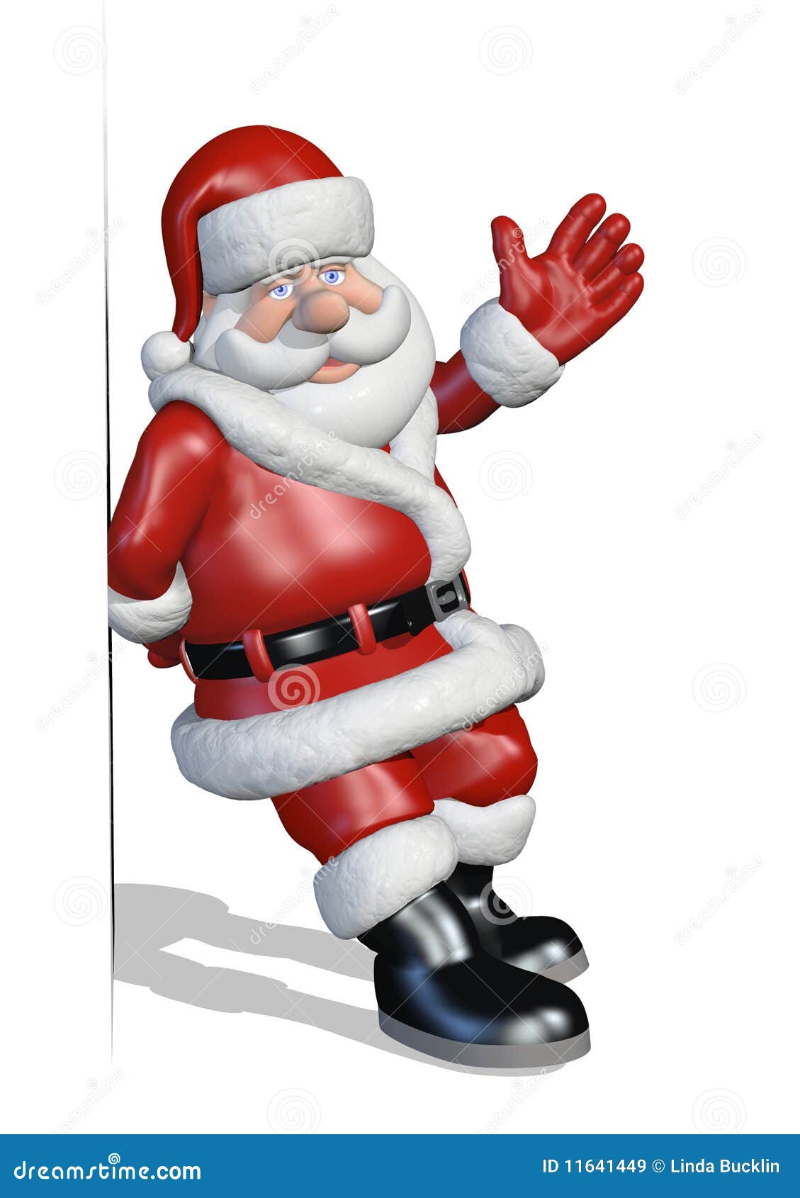 Santa Leans Against an Edge or Border Stock Illustration - Illustration ...