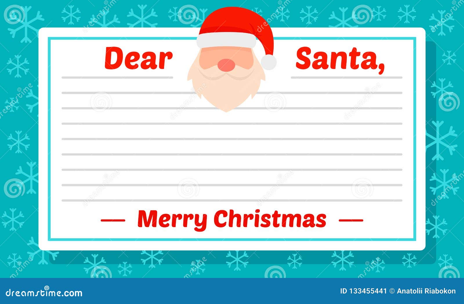 Santa Letter Template Concept Background, Flat Style Stock Vector ...