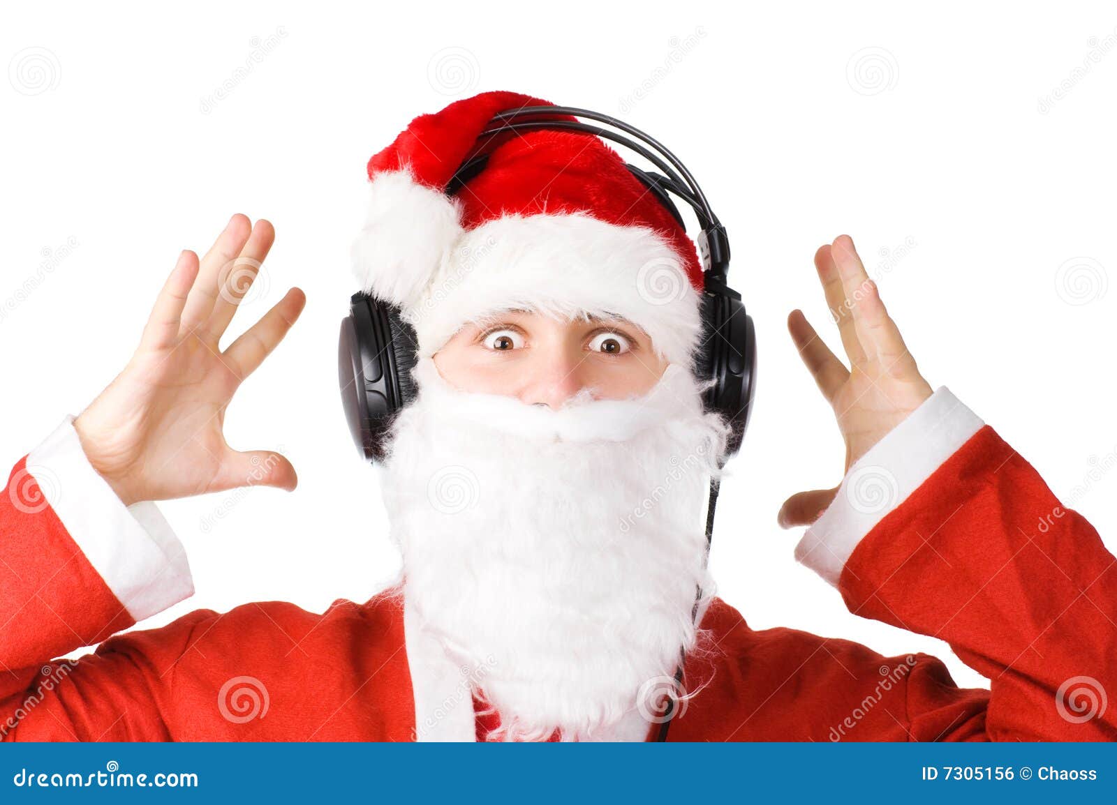 Santa listening a music stock photo. Image of emotion - 7305156