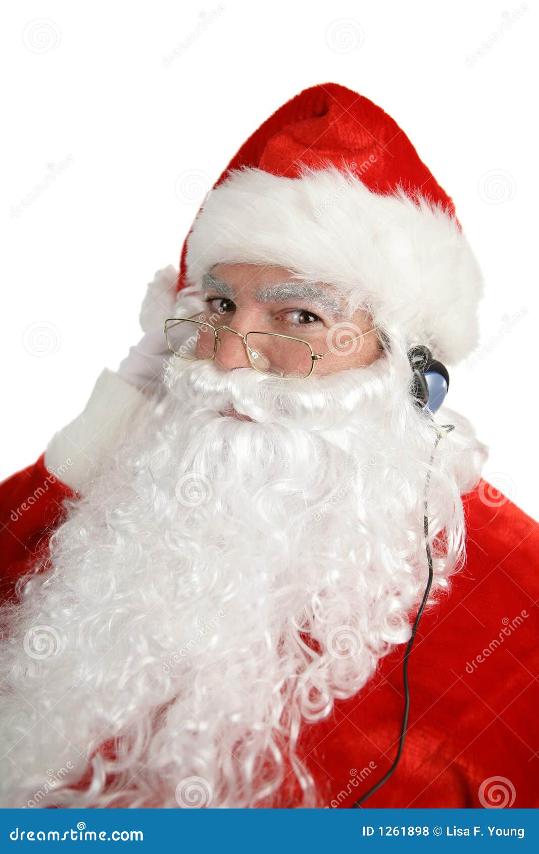 Santa Listens To Headphones Stock Photo - Image of computer, listen ...