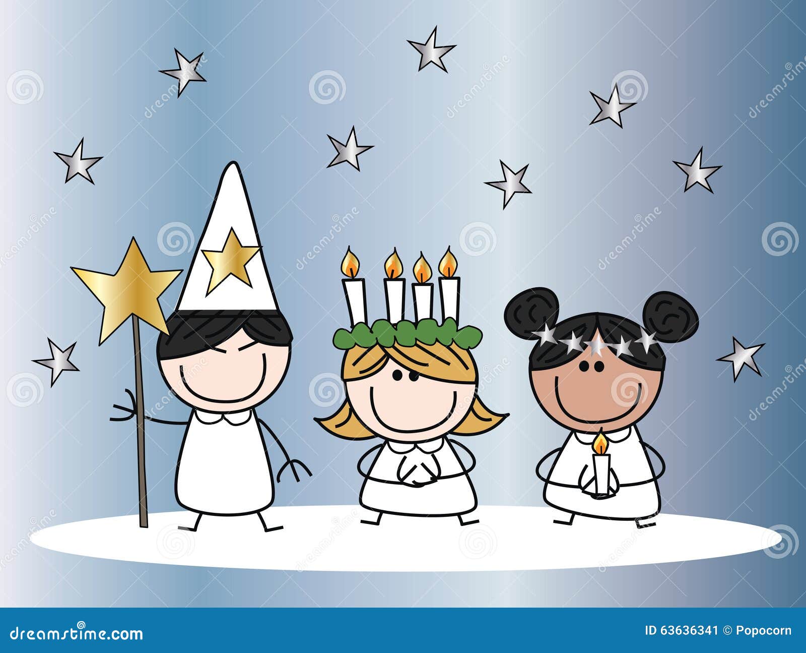 St Lucia Day. Kids Wearing Traditional Costumes. Boy And Girl With ...