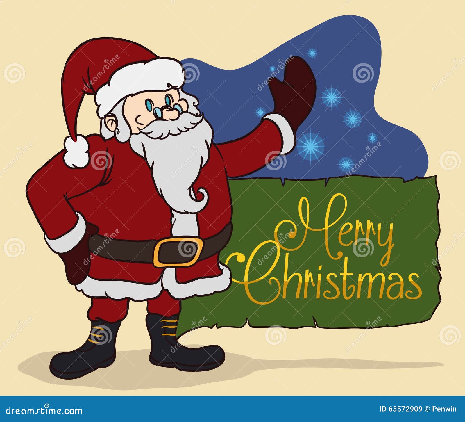 Santa with Magic Glows, Vector Illustration Stock Vector - Illustration ...