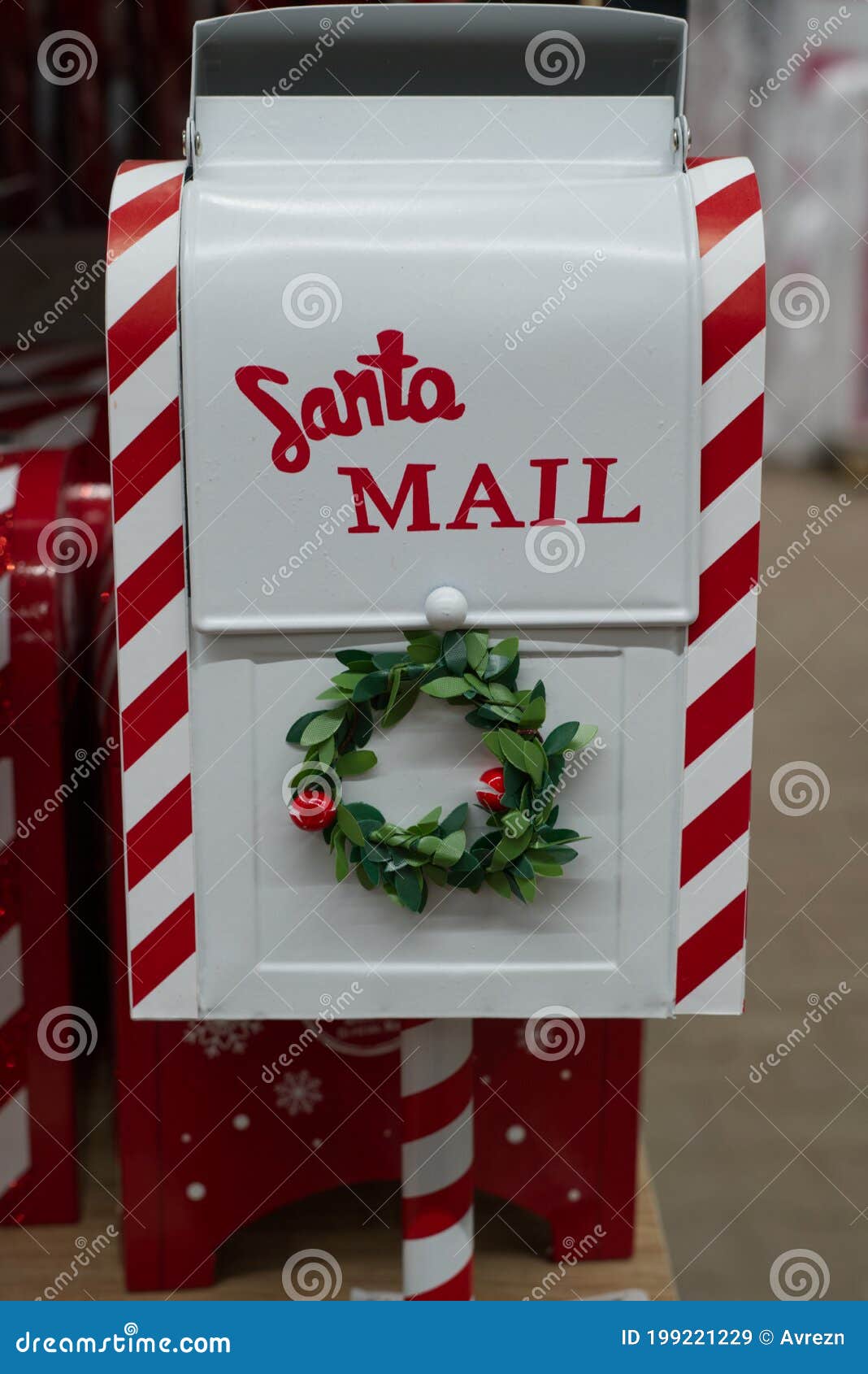 Santa Mail Red Christmas Holiday Mailbox, White Colored Stock Image ...