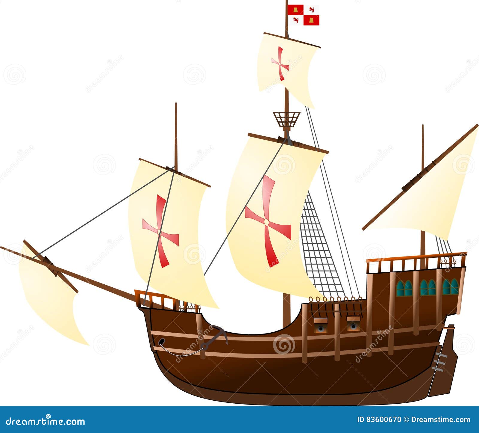 Santa Maria sailing ship stock vector. Illustration of guns - 83600670