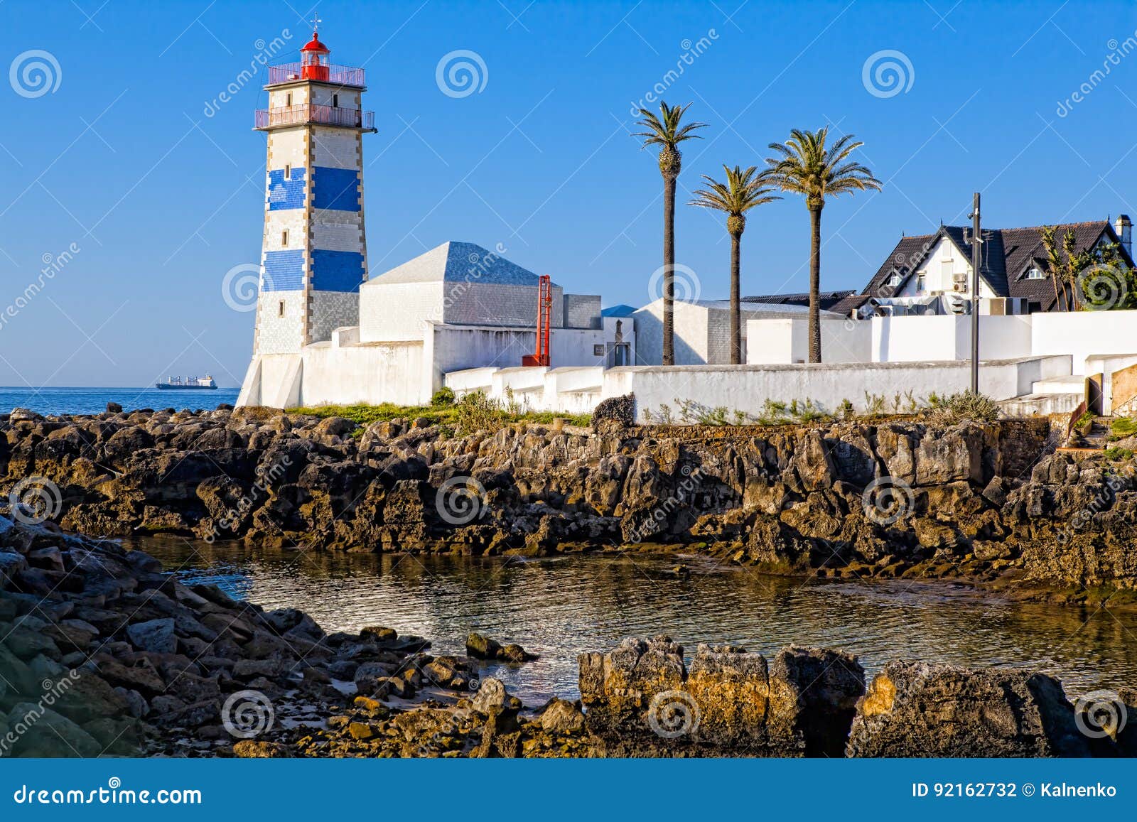 Santa Marta Lighthouse in Cascais Stock Photo - Image of history ...