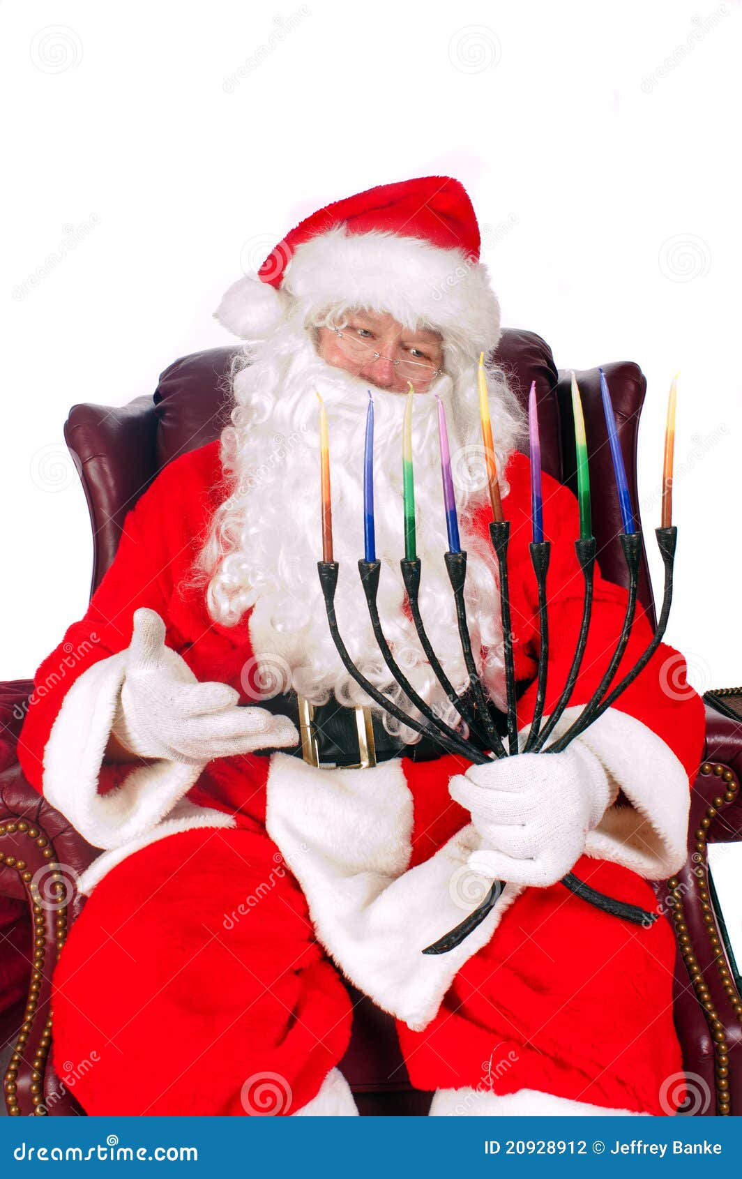 Santa and Menorah stock photo. Image of hairy, refreshmant - 20928912