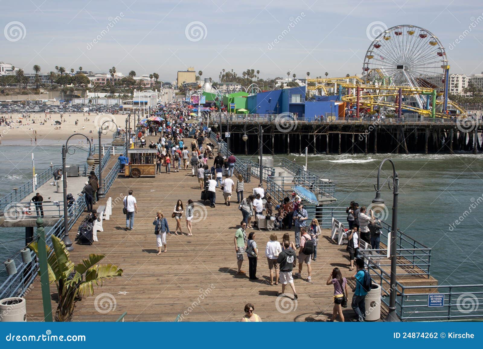 Santa Monica Pier editorial photography. Image of waves - 24874262