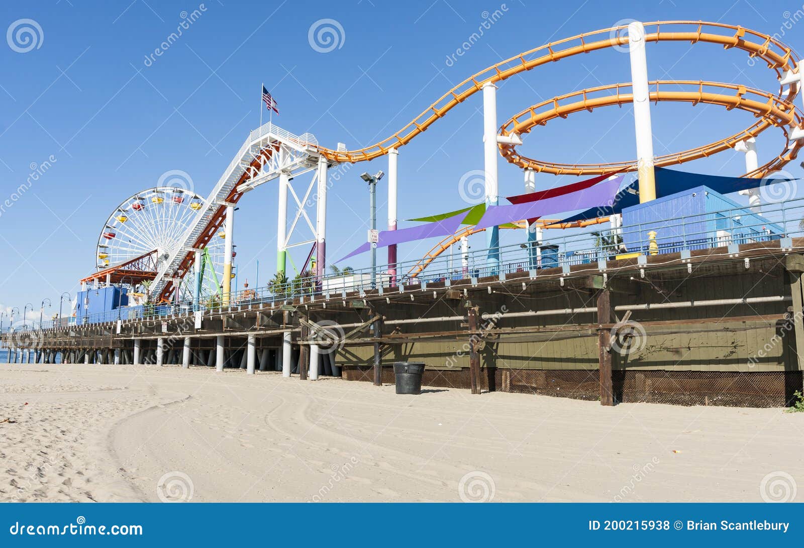 Santa Monica Pier Rides and Attractions Editorial Stock Photo - Image ...