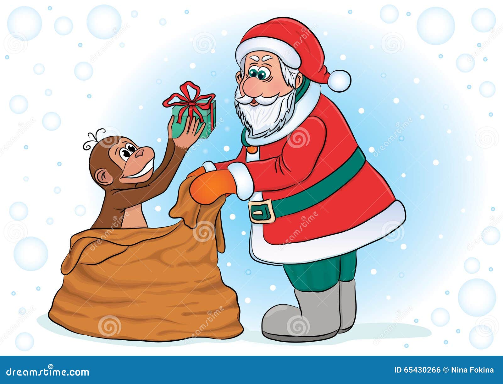 Santa and monkey stock vector. Illustration of face, december - 65430266