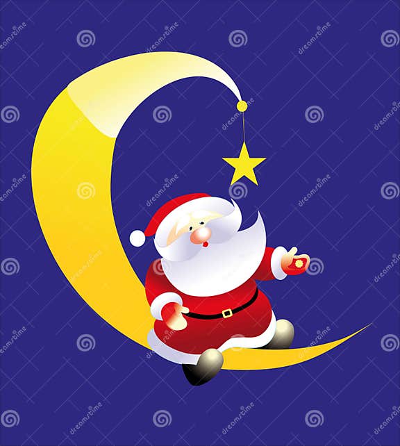 Santa and moon stock vector. Illustration of shiny, element - 16365525