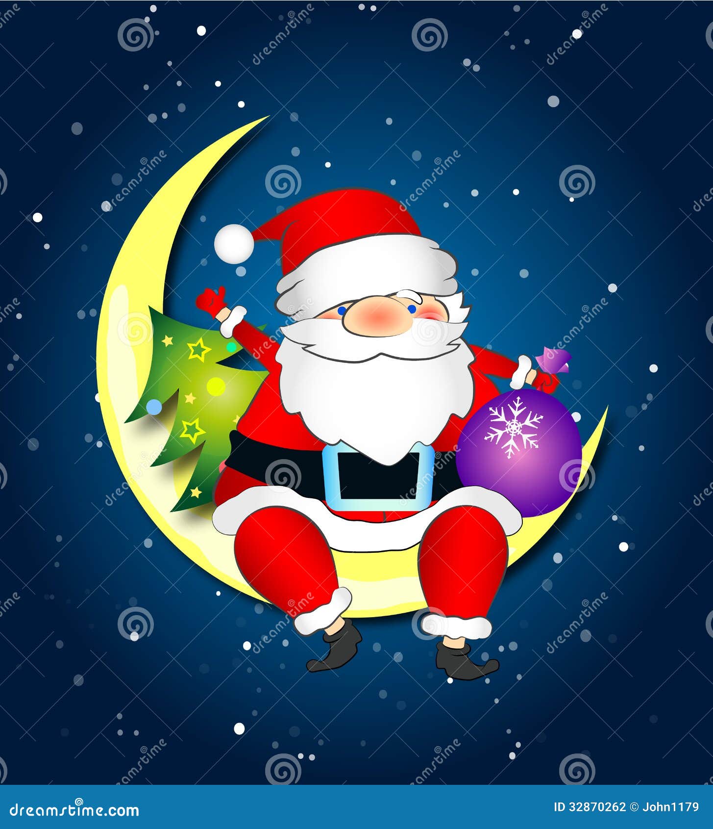 Santa on moon stock vector. Illustration of greeting - 32870262