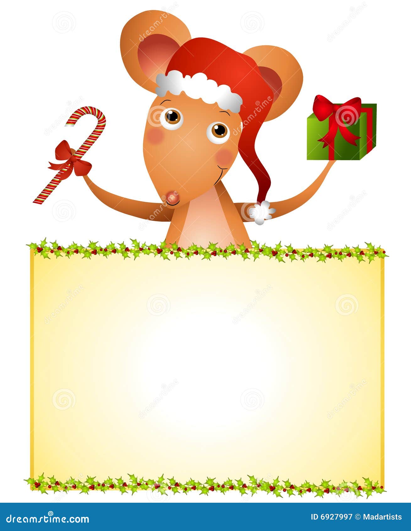 Santa Mouse Xmas Sign stock illustration. Illustration of gifts - 6927997