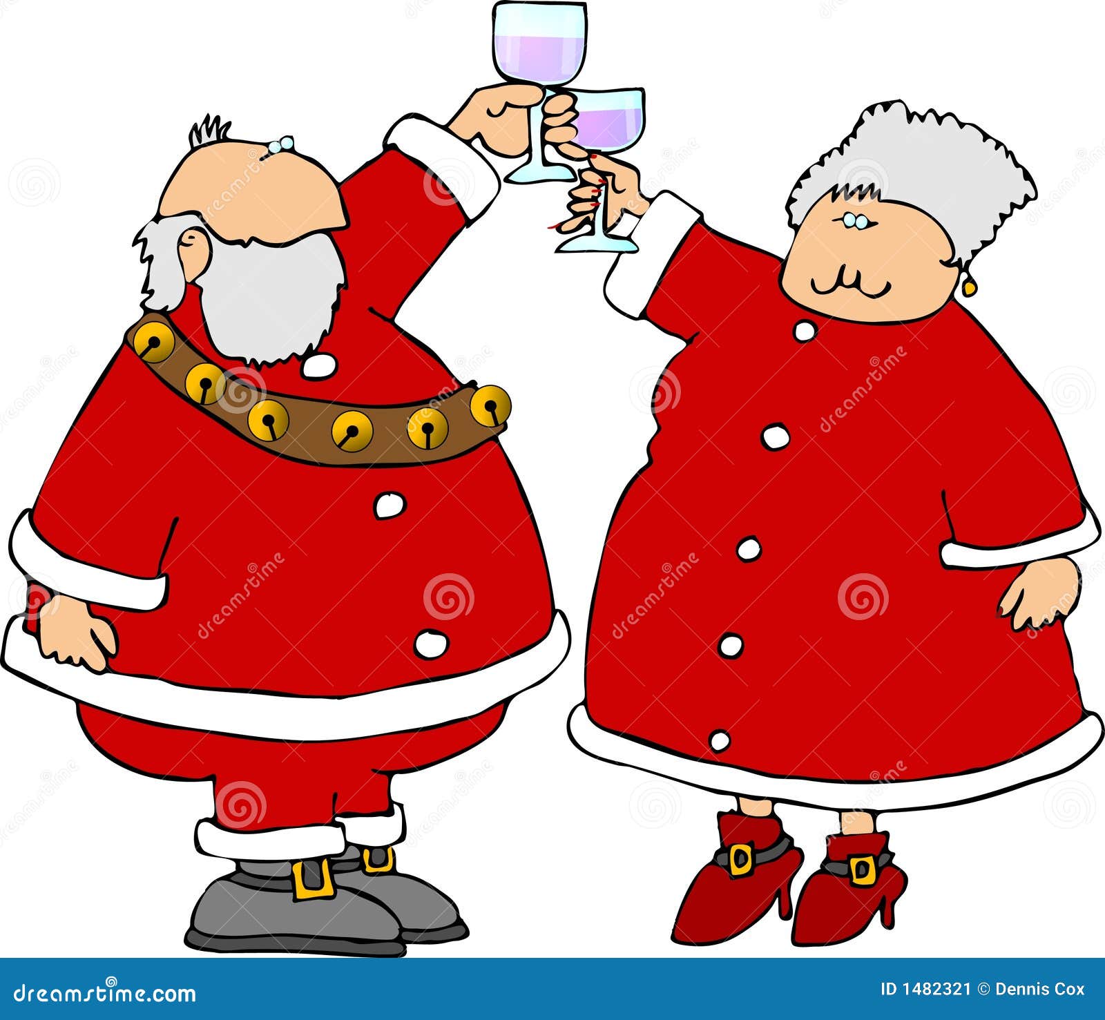 Santa & Mrs Claus Offering a Toast Stock Illustration - Illustration of ...