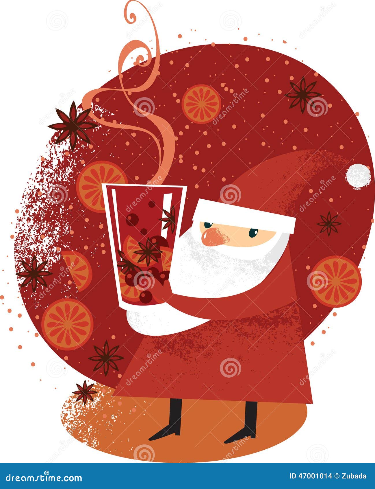 Santa with mulled wine stock vector. Illustration of orange - 47001014
