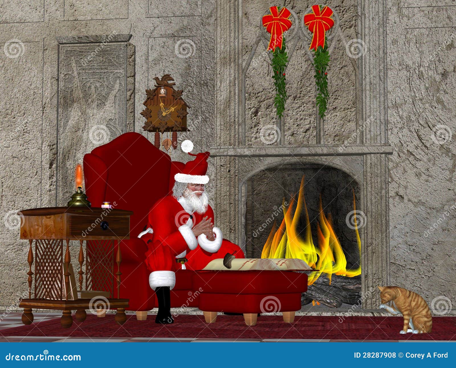 Santa and the Naughty and Nice Book Stock Illustration - Illustration ...