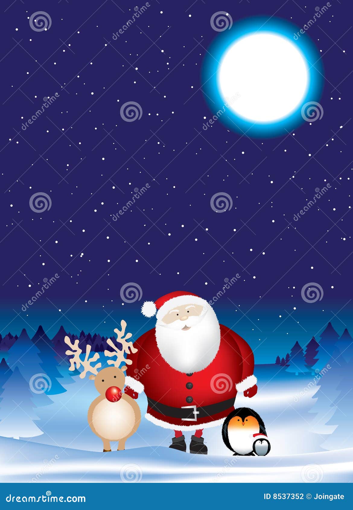 Santa night scene stock vector. Illustration of cold, gold - 8537352