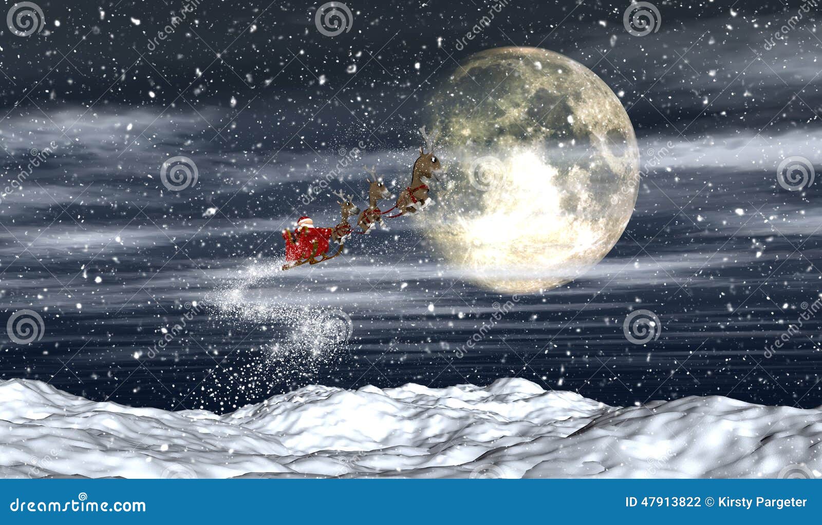 Santa in the night sky stock illustration. Illustration of render ...