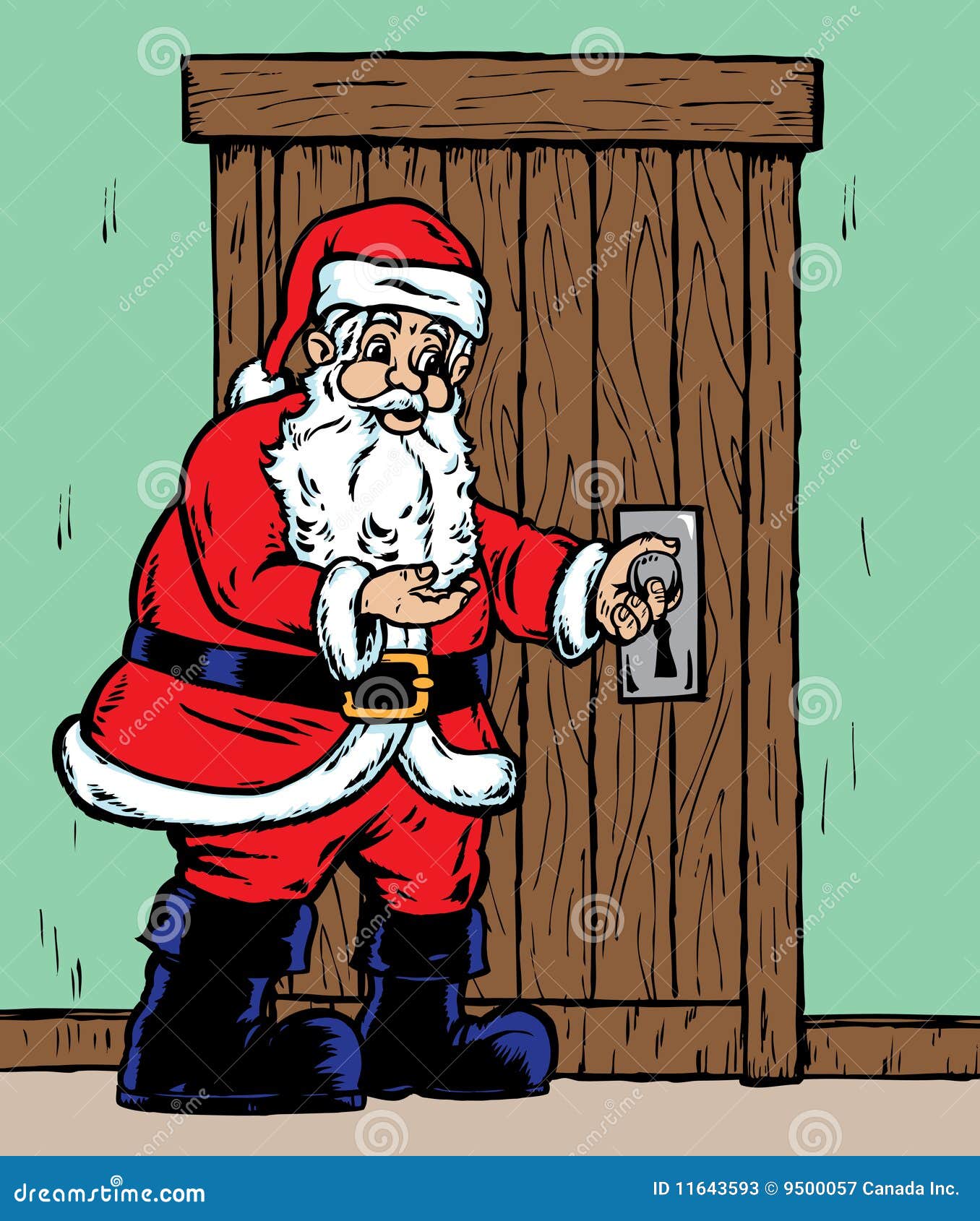 Santa opening door stock vector. Illustration of nick - 11643593