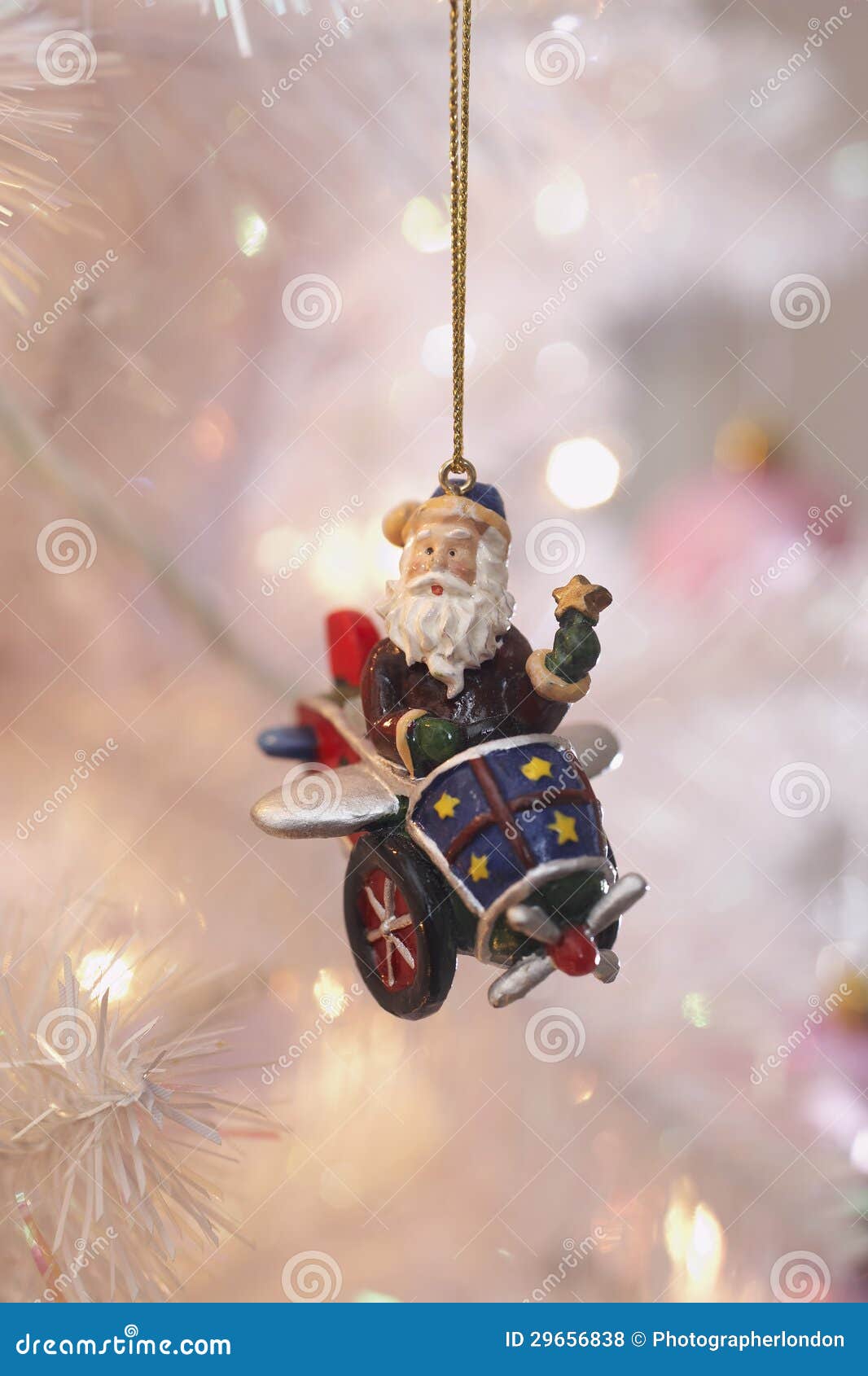 Santa Ornament Hanging on Tree Stock Photo - Image of vertical, closeup ...