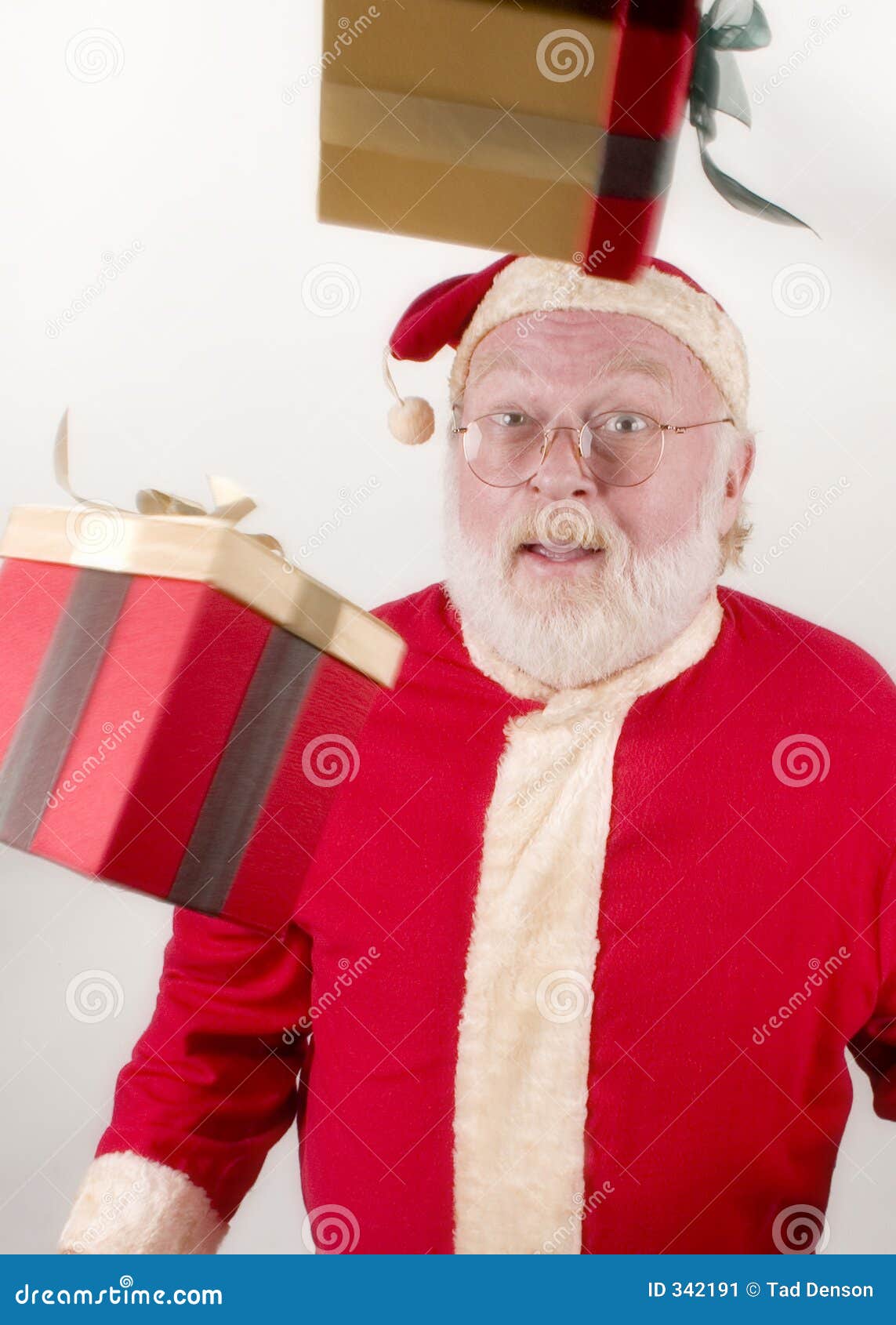 Santa with Packages in the Air Stock Image - Image of ornament, give ...