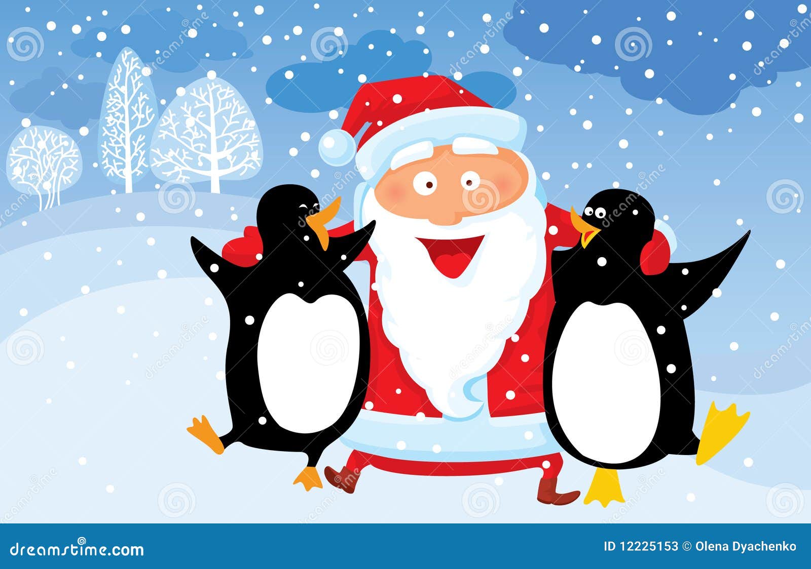 Santa with penguin stock vector. Illustration of penguin - 12225153