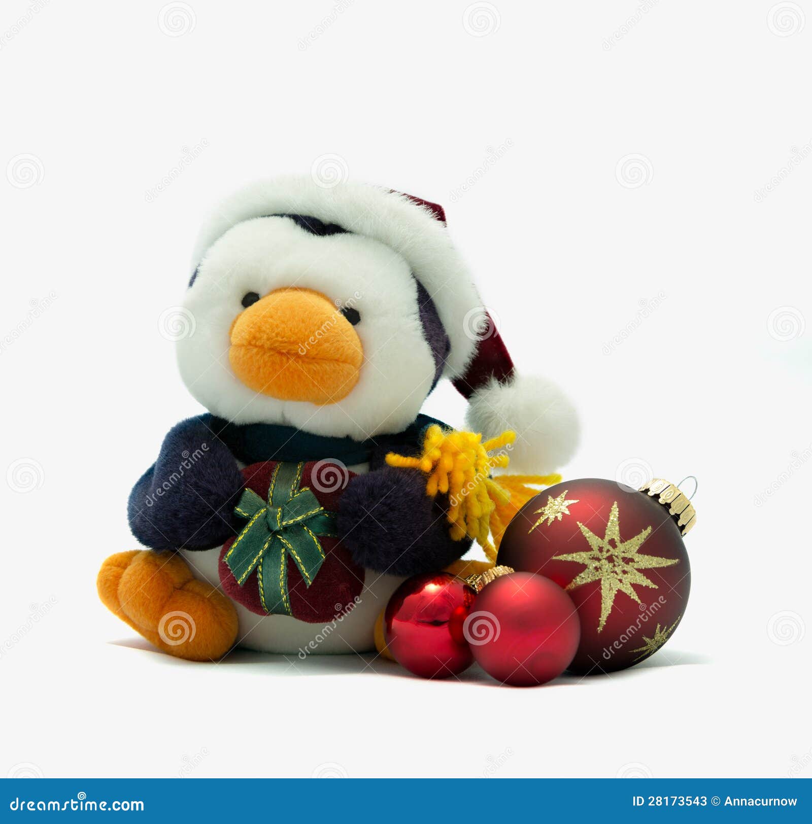 Santa Penguin with Present and Baubles. Stock Image - Image of xmas ...