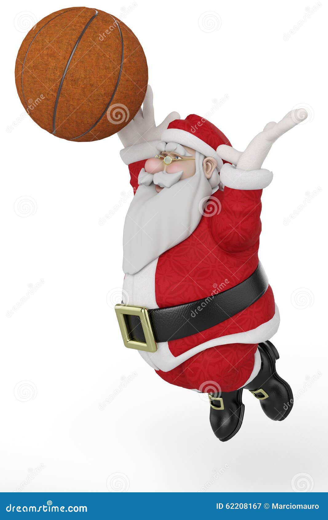 Santa Playing Basketball Jump Stock Illustration - Illustration of ...