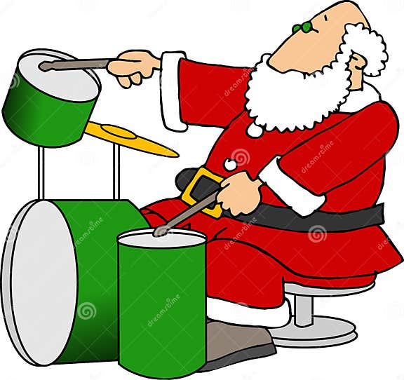 Santa Playing Drums stock illustration. Illustration of bass - 40213