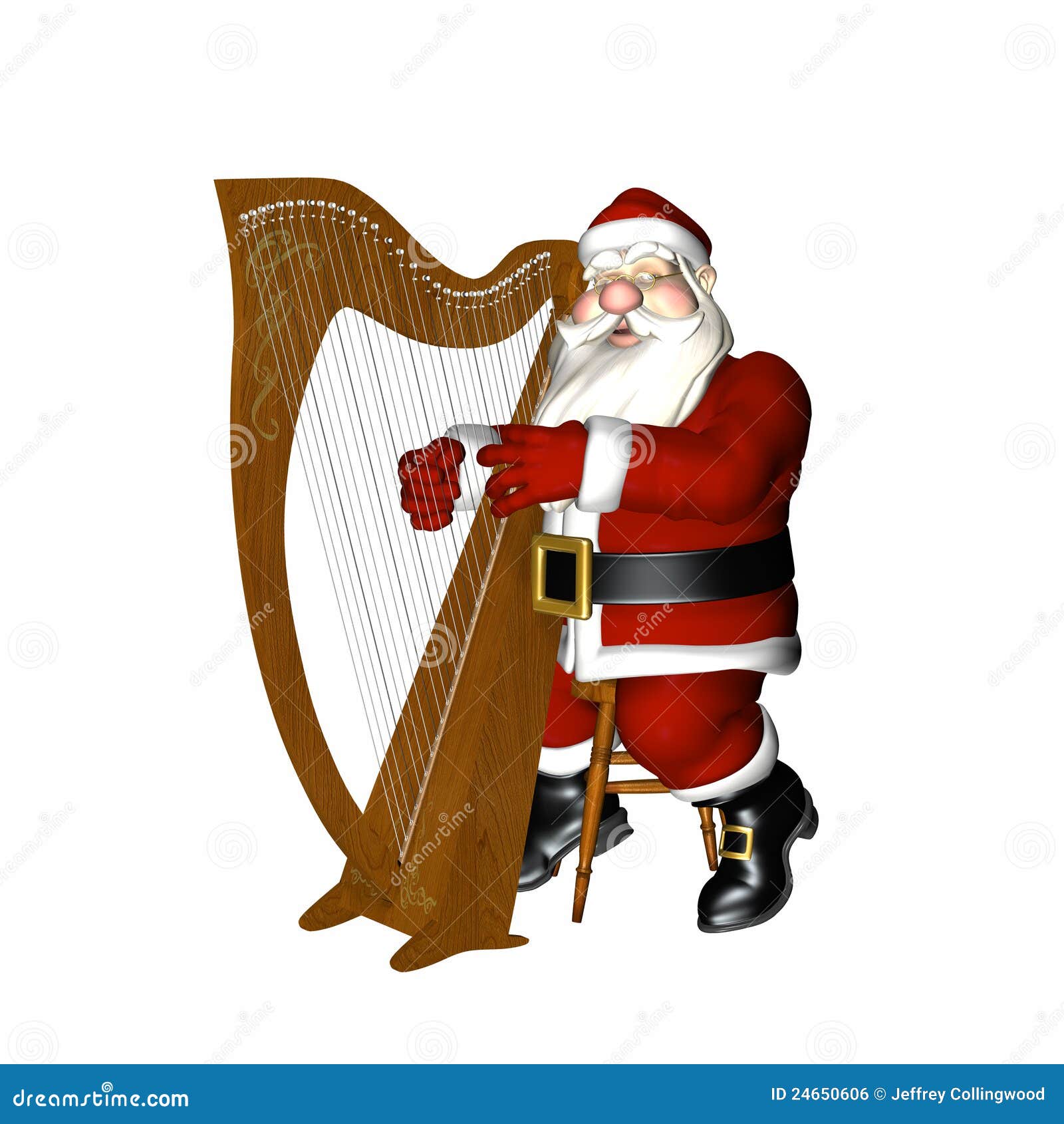 Santa Playing a Harp stock illustration. Illustration of music - 24650606