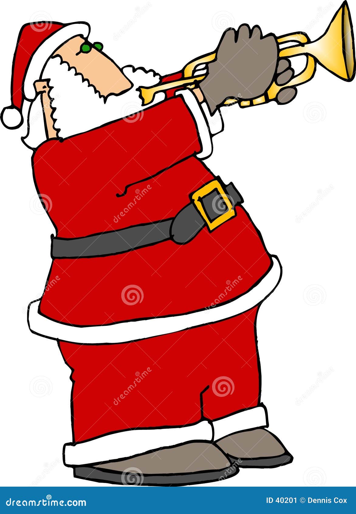 Santa Playing Trumpet stock illustration. Illustration of comic - 40201