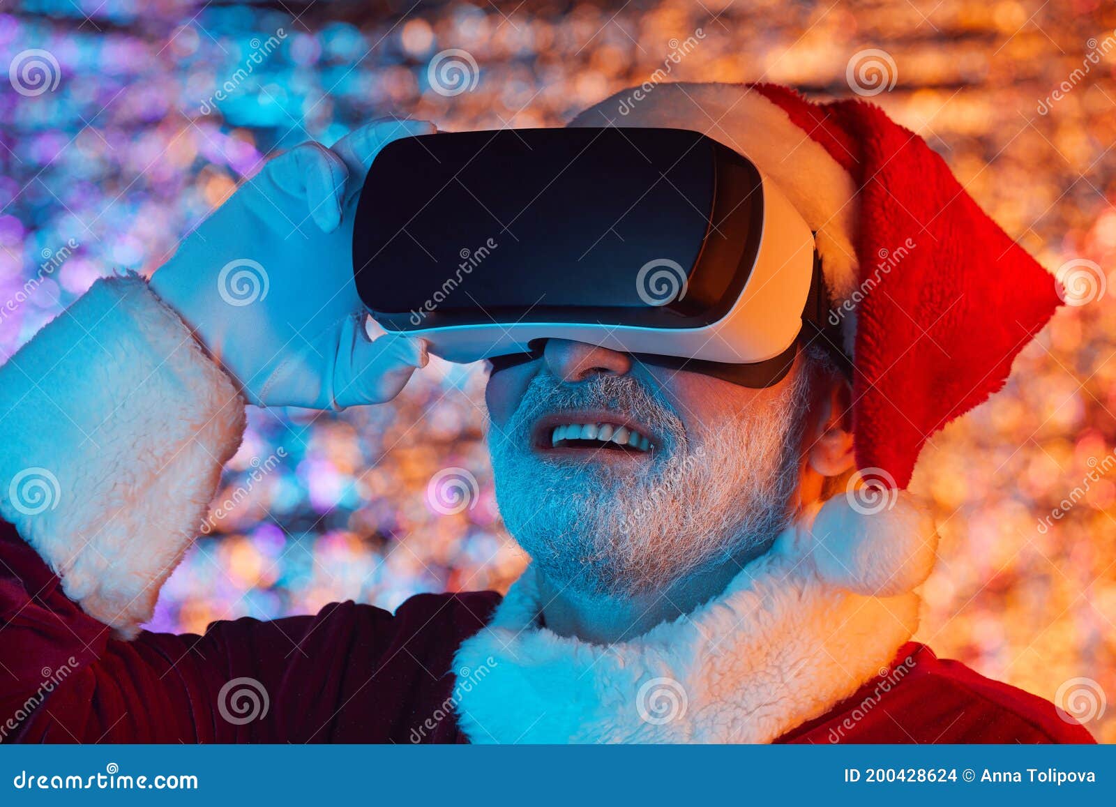 Santa Playing in Virtual Video Game Stock Photo - Image of lifestyles ...